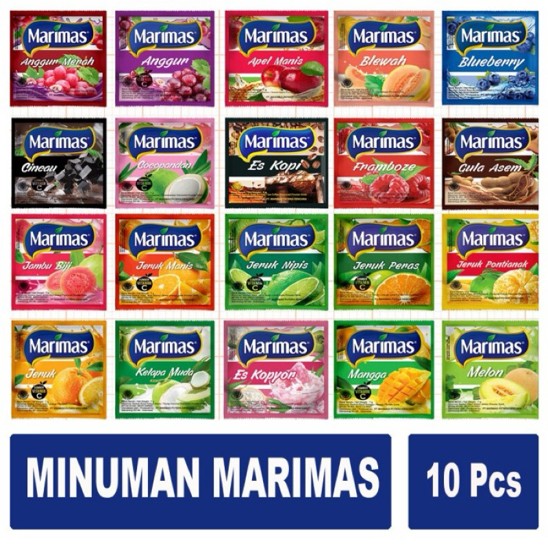 Jual MARIMAS bermacam RASA Minuman Bubuk Instant RENCENG ISI 10 SACHET ...