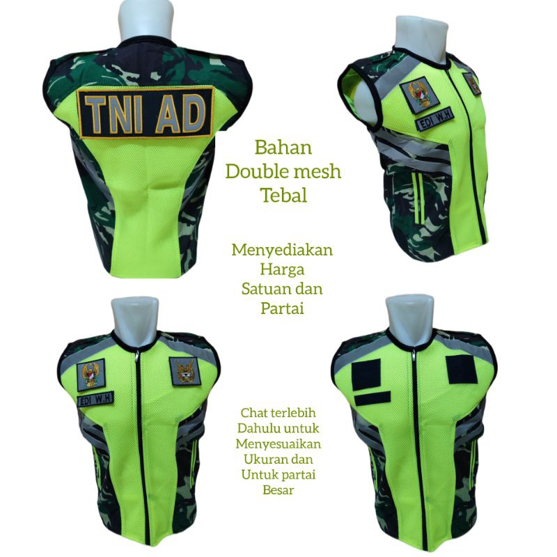 Jual Rompi Tni Ad Rompi Doble Mesh Model Stabilo+Loreng / Rompi Safety ...