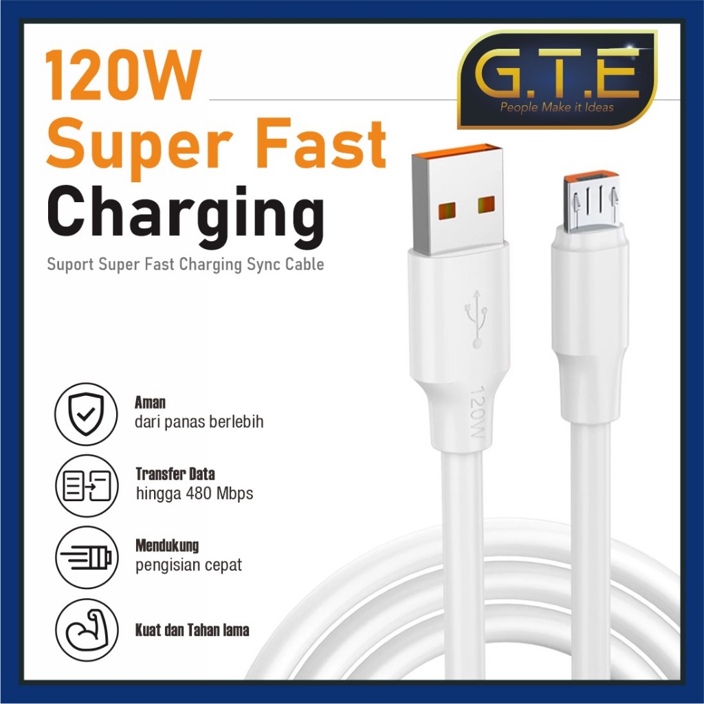 Jual GTE | Kabel 6A 120W Kabel Charger USB - Micro USB/Tipe C Tebal 6MM ...