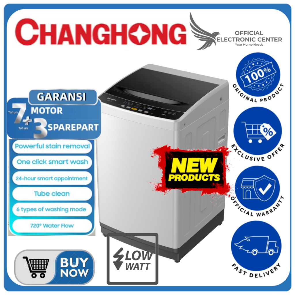 Jual MESIN CUCI CHANGHONG FWT-8600S FWT8600S 8600S 1 TABUNG 8KG SUPER LOW WATT ONE TOUCH SMART ...