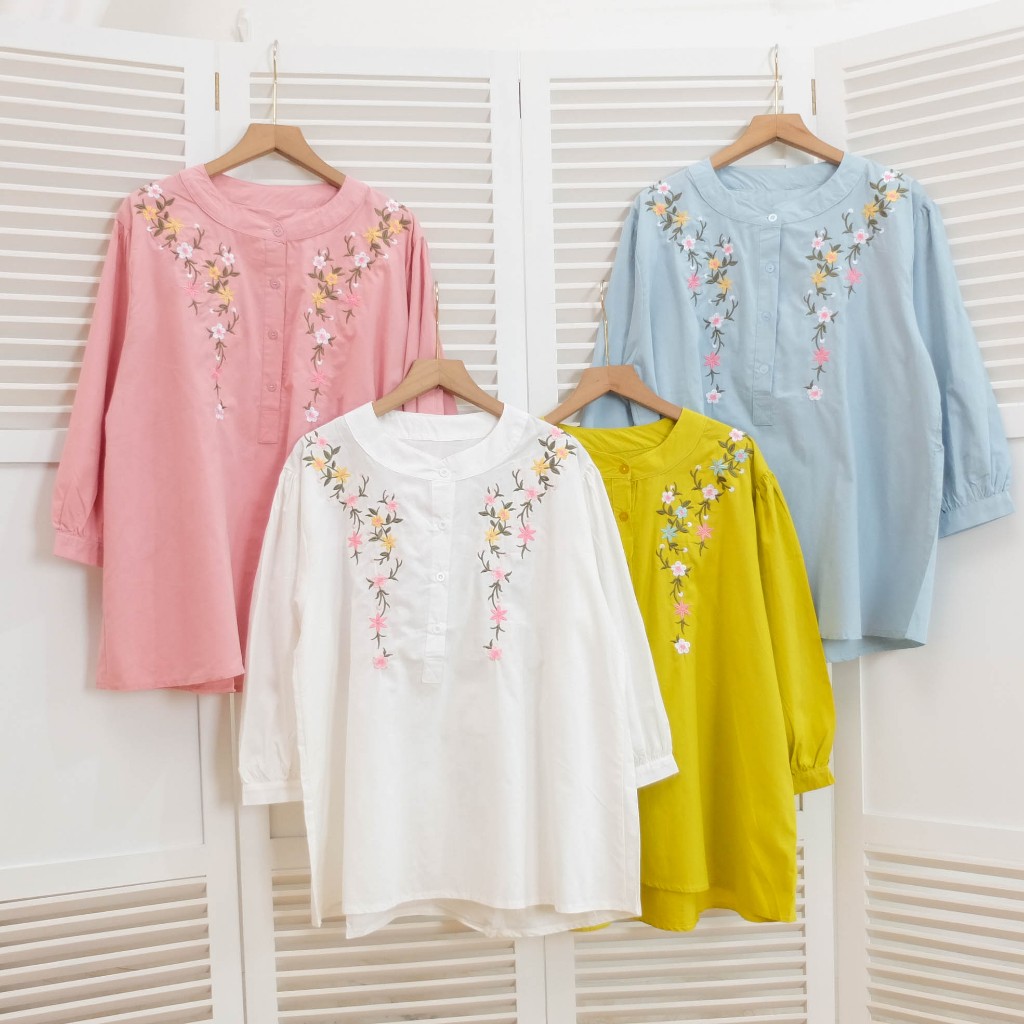 Jual WEEKLY.CO - Atasan Blouse Kerja Bordir Katun Poplin Import 'CARRIN ...