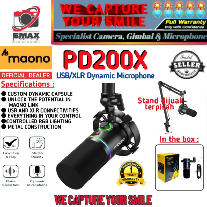 Jual MAONO AU-PD200X USB XLR Podcast Dynamic Microphone RGB Mic Maono PD200X Studio Mic Gaming ...