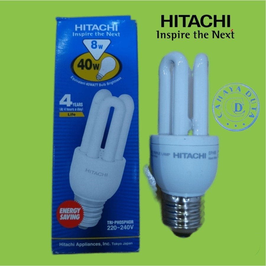 Jual Lampu 8W Bohlam Lampu Essential PLC Hitachi E27 (EFH8W/3U ...