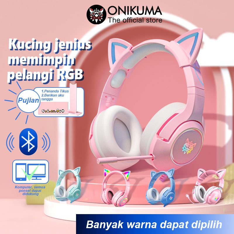 Jual Onikuma K9 pink Rgb Baru Warna Pink Telinga Kucing Lucu Headset ...