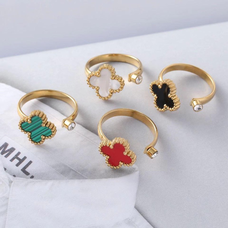 Jual Cincin Titanium Clover Diamond Adjustable Korea Style Fashion Anti ...