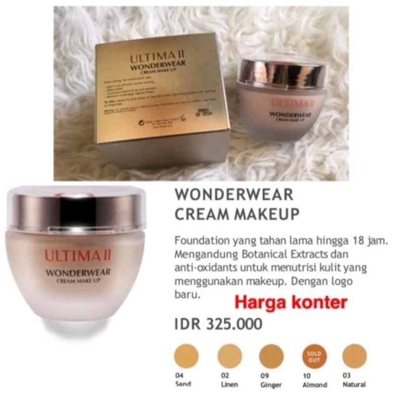 Jual ULTIMA II Wonderwear Cream makeup Foundation | Shopee Indonesia