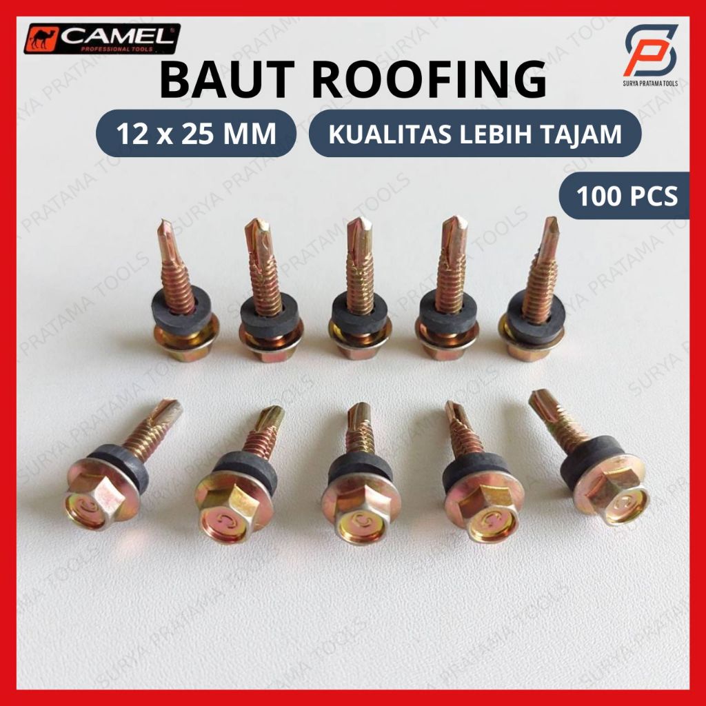 Jual Baut Roofing Camel 12x25 Isi 100 Pcs Baut Rangka Baja Ringan SDS 2 ...