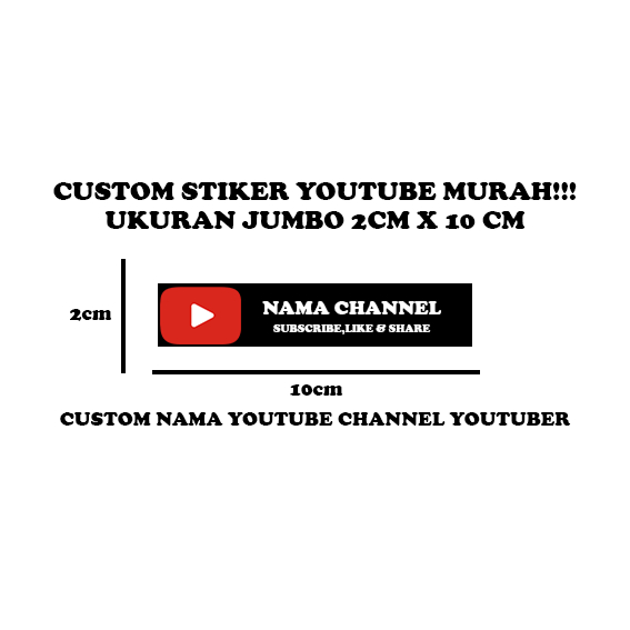 Jual CUSTOM Stiker Youtube Nama Youtube Jumbo Besar 50 pcs | Shopee ...