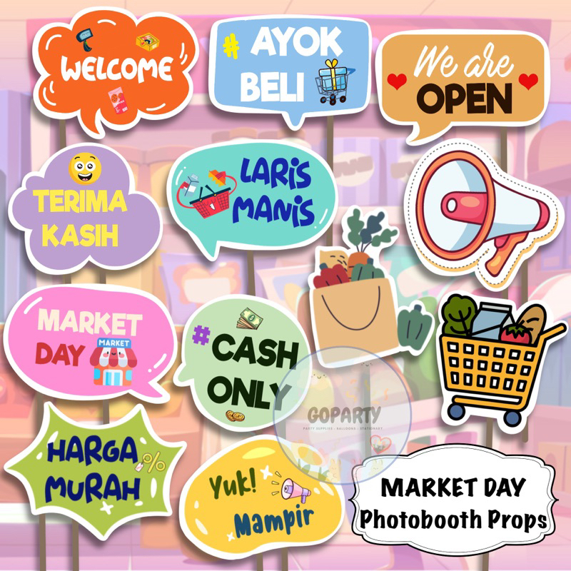 Jual MARKET DAY PHOTOBOOTH PROPS TONGKAT FOTO DEKORASI JUAL BELI ...