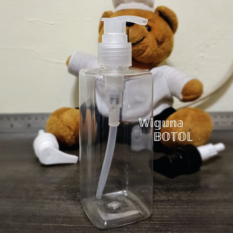 Jual Botol Pump 250ml Clear Kotak / Botol Pet 250ml Kotak Tutup Pump Lotion | Shopee Indonesia