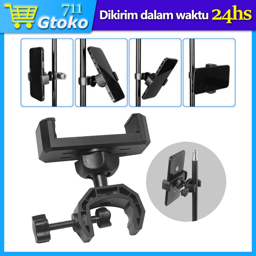 Jual Phone Holder Tripod HP Mount Clamp Bracket Penjepit Stand Tiang ...