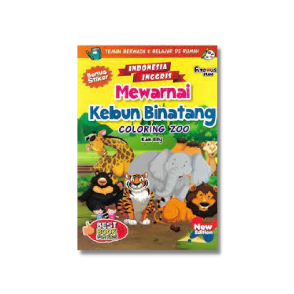 Jual Buku Mewarnai Kebun Binatang Coloring Zoo New Edition Bonus Stiker ...