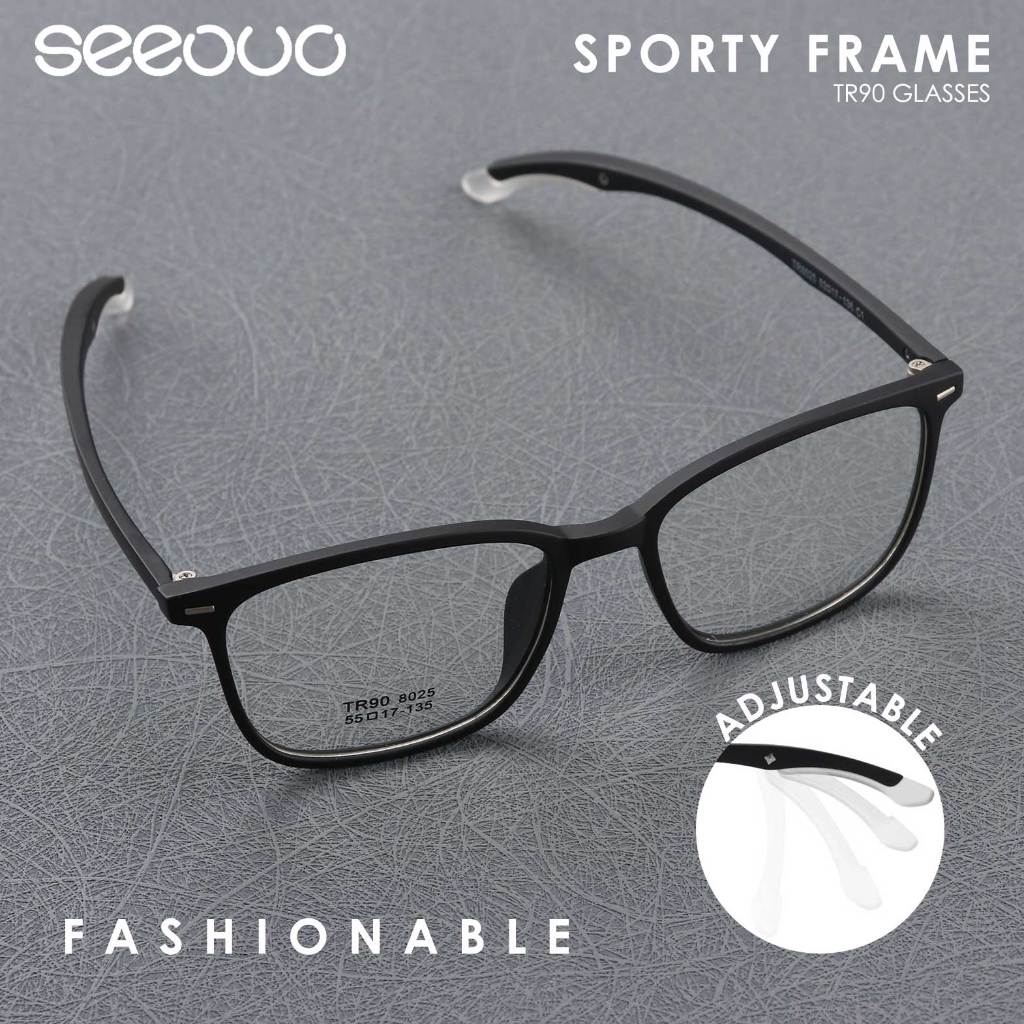 Jual Seeouo Frame Kacamata Plano Lens Model Kotak Doff Simpel Bahan TR90 Ringan Bisa Minus Pria ...