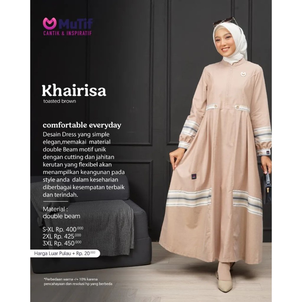 Jual MUTIF | Khairisa Toasted Brown | Gamis Syari MuTif | Dress ...