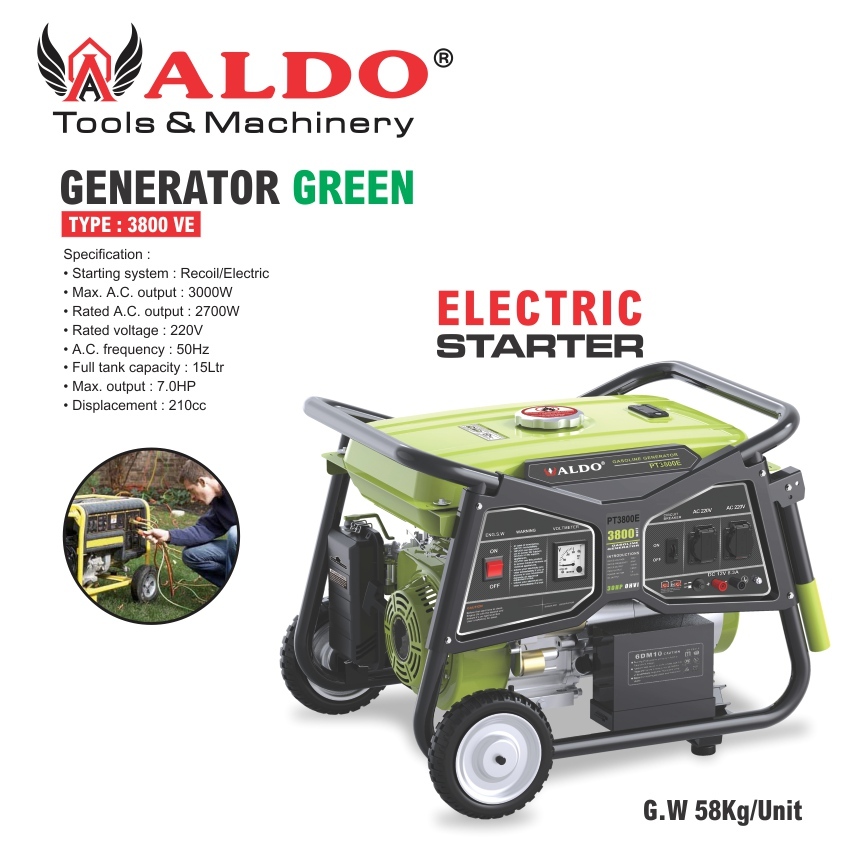 Jual MESIN GENSET / GENERATOR GREEN 3800VE / GENERATOR LISTRIK MERK ...