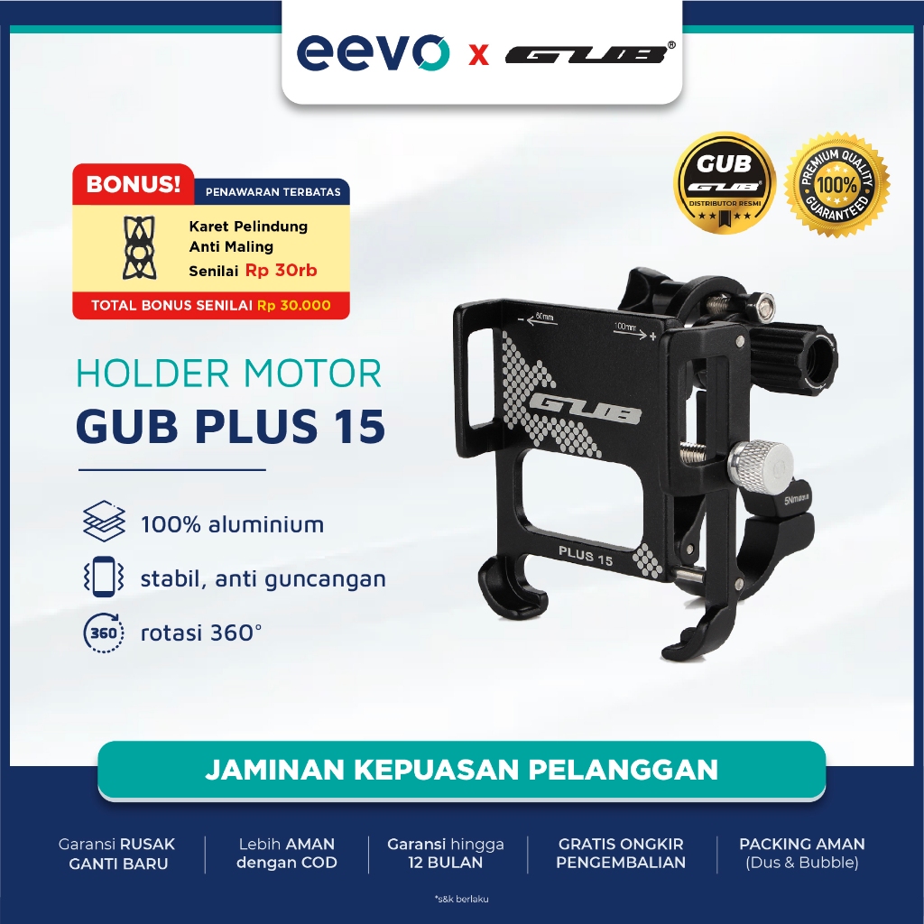 Jual Phone Holder Stang Spion Rotasi 360 Derajat GUB Plus 15 Stand HP Besi Penyangga handphone ...