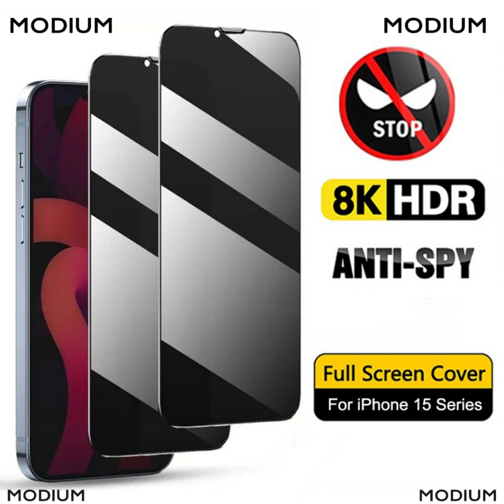Jual MODIUM Anti SPY Tempered Glass for iPhone 15 14 13 12 11 PRO MAX ...