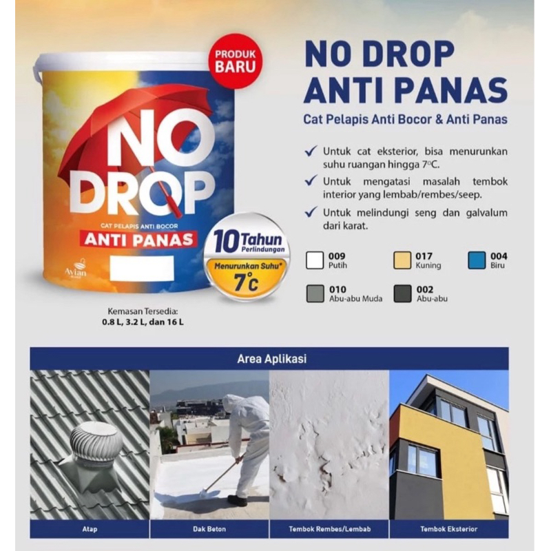 Jual No Drop Anti Panas 1kg ( nett 0.8 liter ) cat pelapis waterproof anti bocor 1 liter ...