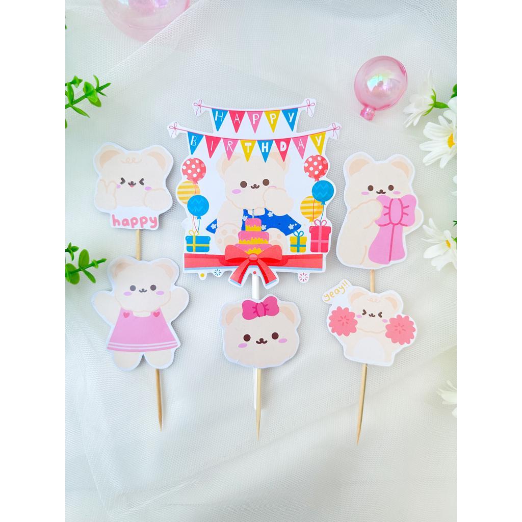 Jual JT - Teddy Bear Girl Cute Beruang Lucu - Mini Topper Cake Birthday ...