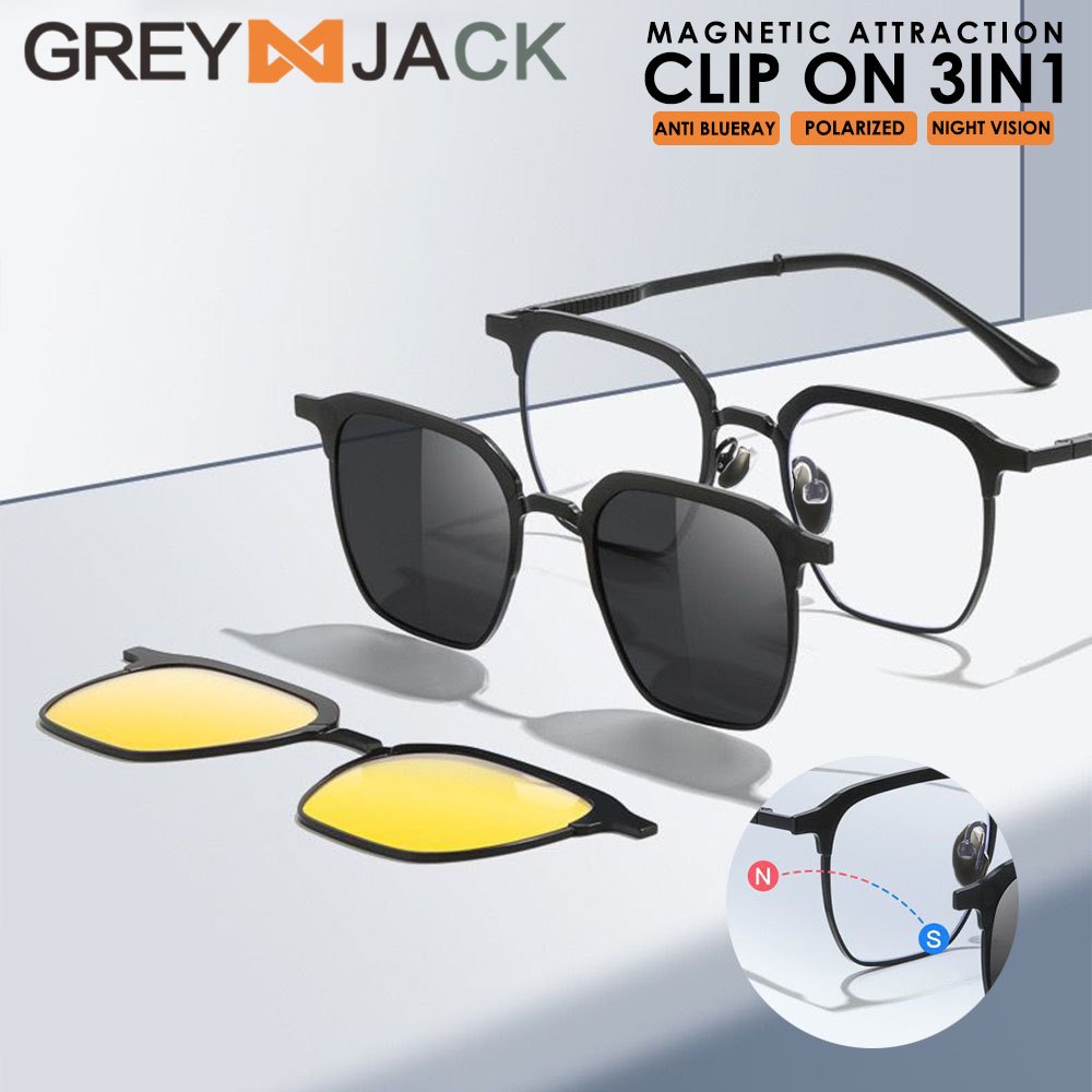 Jual Grey Jack Kacamata Antiradiasi Blueray 3in1 Free Clip On Polarized Night Drive Kotak Bisa ...