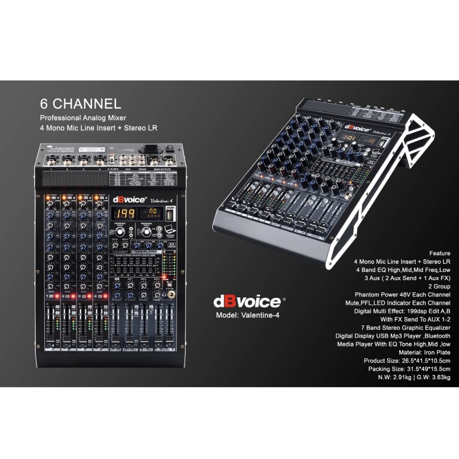 Jual MIXER AUDIO DB VOICE ORIGINAL VALENTINE4 / VALENTINE 4 DBVOICE ...