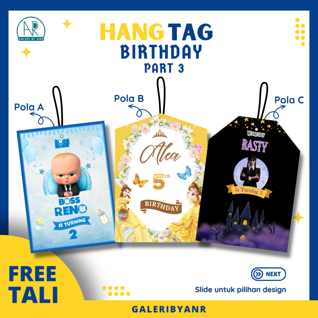 Jual D01P3 Hangtag birthday ulang tahun custom | Hang tag tasyukuran ...