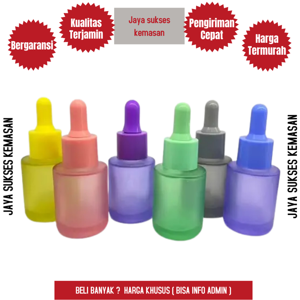 Jual BOTOL KACA PIPET 20ML BAHU DATAR / BOTOL SERUM 20ML FROSTED VARIAN ...