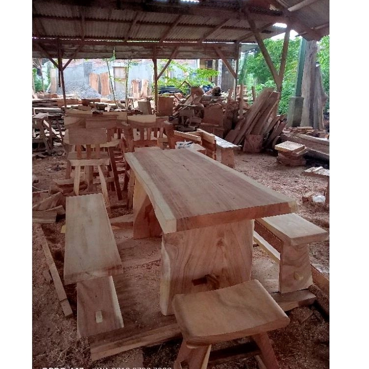 Jual meja cafe kayu utuh meja makan kayu utuh kursi makan kayu utuh ...