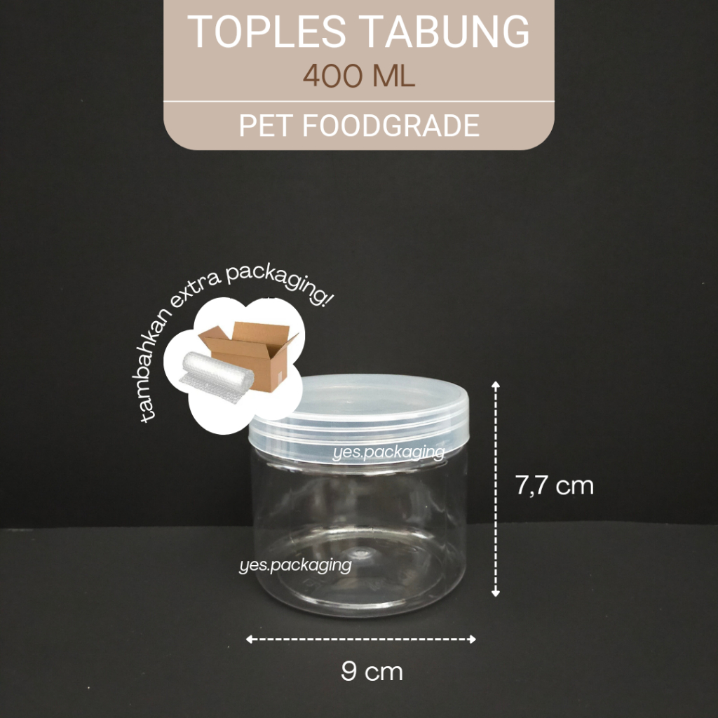 Jual [400ML] TOPLES TABUNG Silinder Toples Jar Plastik Bening Transparan Cookies Kue Kering ...