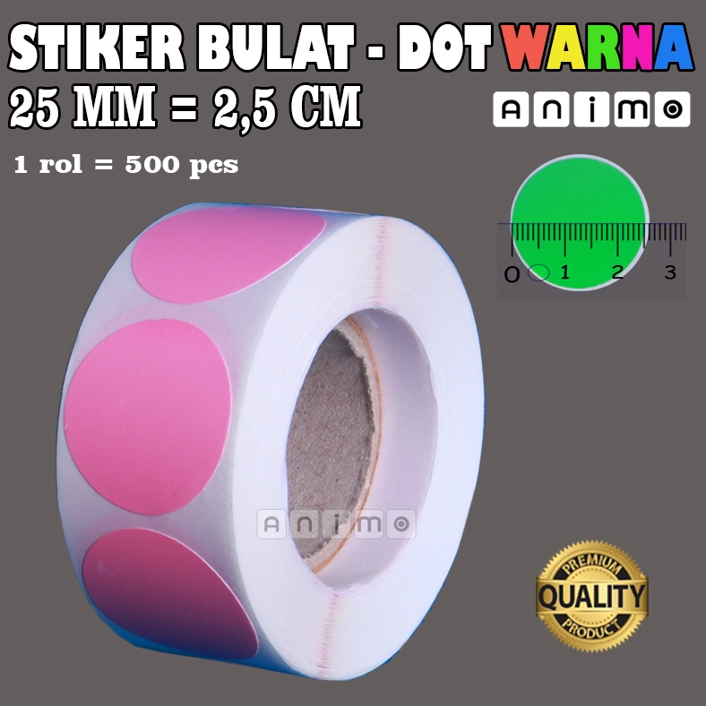 Jual Stiker Bulat Warna - COLOR DOT STICKERS - ROL 25 MM = 2,5 CM ...