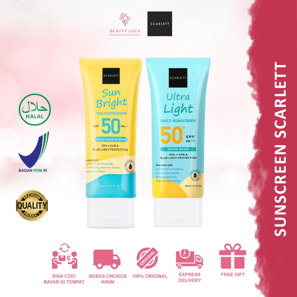 Jual DDNaturequee-Scarlett Whitening Sunscreen Sun Bright Daily SPF 50 PA+++ /Ultra Light Daily ...