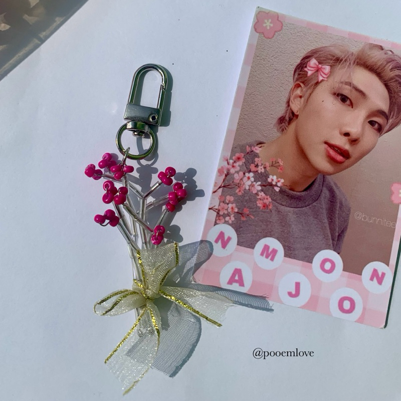 Jual flower beads bouquet keychain gantungan kunci tas buket bunga lucu ...