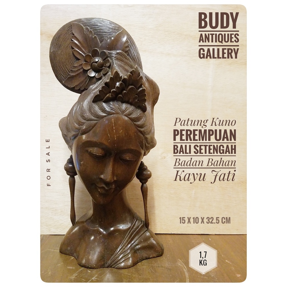 Jual Patung Jati Kuno Perempuan Bali Setengah Badan Ukir Alusan ...