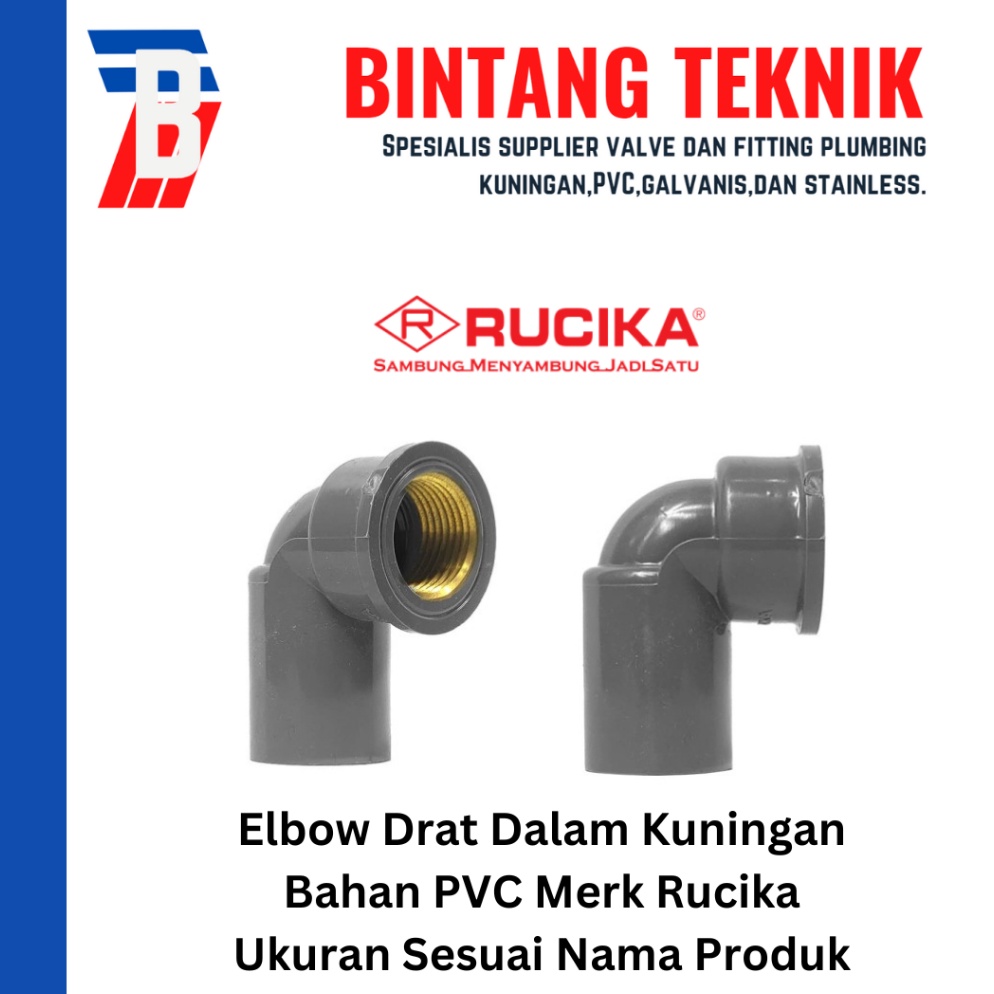 Jual New Stock Elbow / Knee Drat Dalam Kuningan PVC Rucika 1/2" inch | Shopee Indonesia