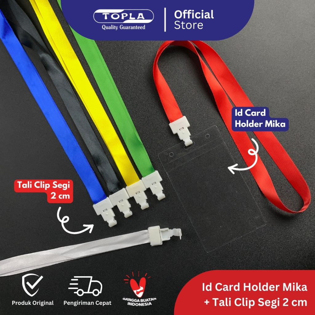 Jual TOPLA ID CARD MIKA + Tali Segi 2 CM/ Name Tag Panitia/ Plastik ...