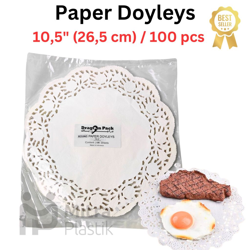 Jual (isi 100 pcs) Paper Doyleys 10.5" Inch Kertas Doilies 26.5 cm Alas Kue Renda Round White ...