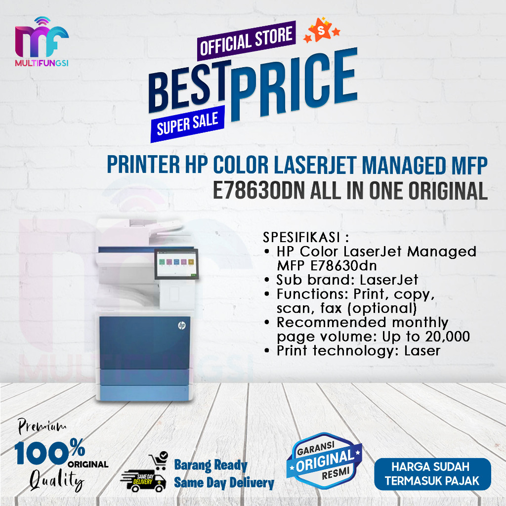 Jual Printer HP Color LaserJet Managed MFP E78630dn All In One Original ...
