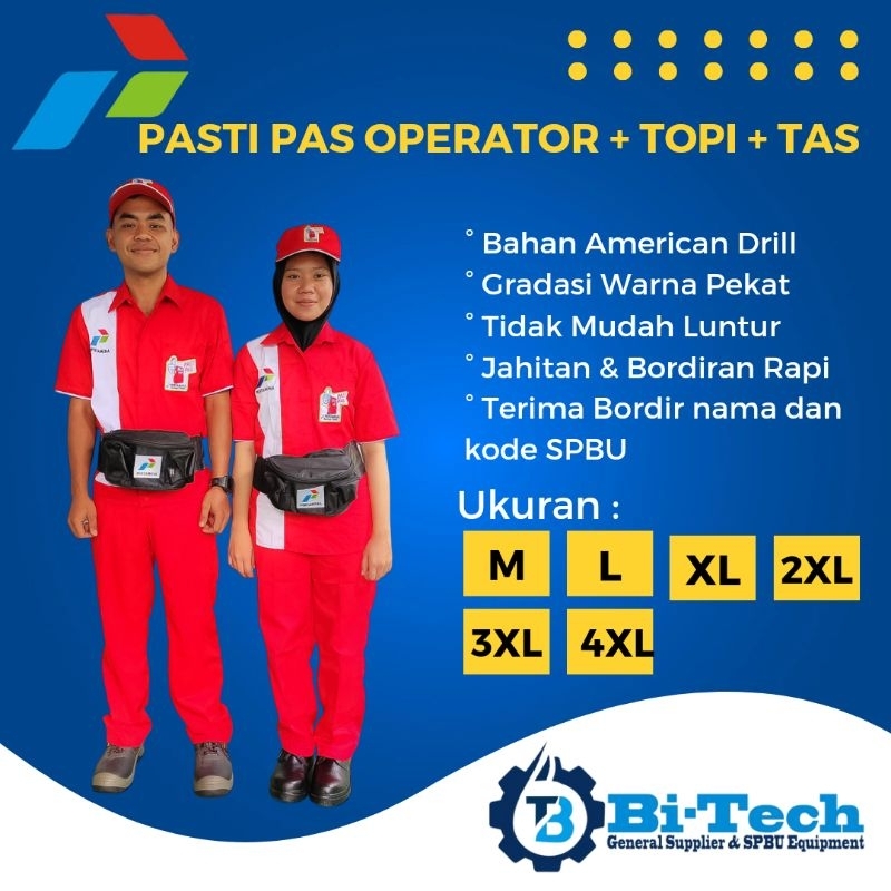 Jual SERAGAM SPBU PASTI PAS PERTAMINA OPERATOR PLUS TAS PLUS TOPI ...