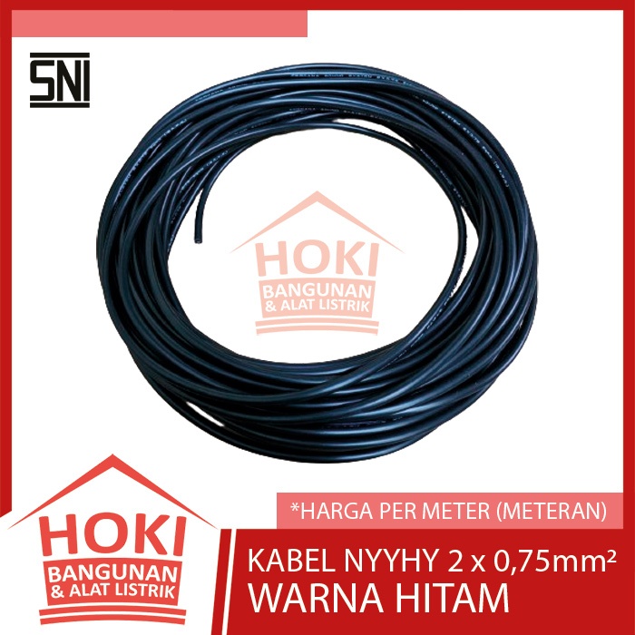 Jual KABEL NYYHY 2x0.75 mm SNI Per Meter - Serabut Hitam Ecer Eceran Meteran | Shopee Indonesia
