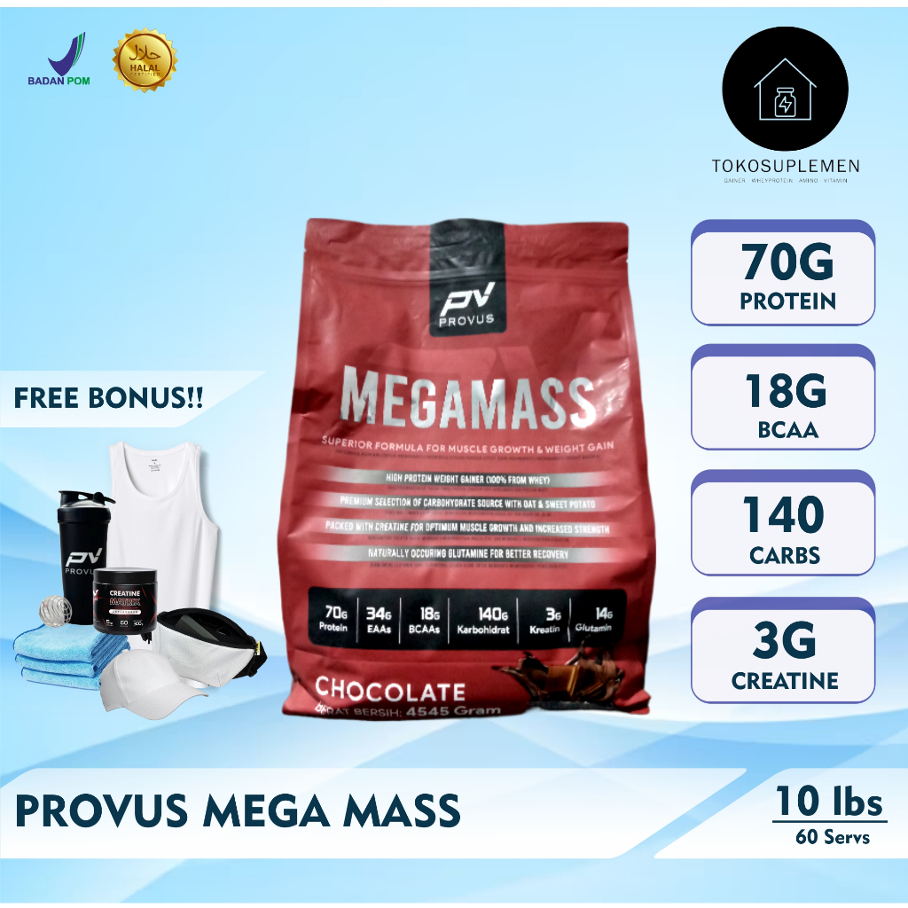 Jual PROVUS PV MEGA MASS 10LBS - WEIGHT GAINER 10 LBS | Shopee Indonesia