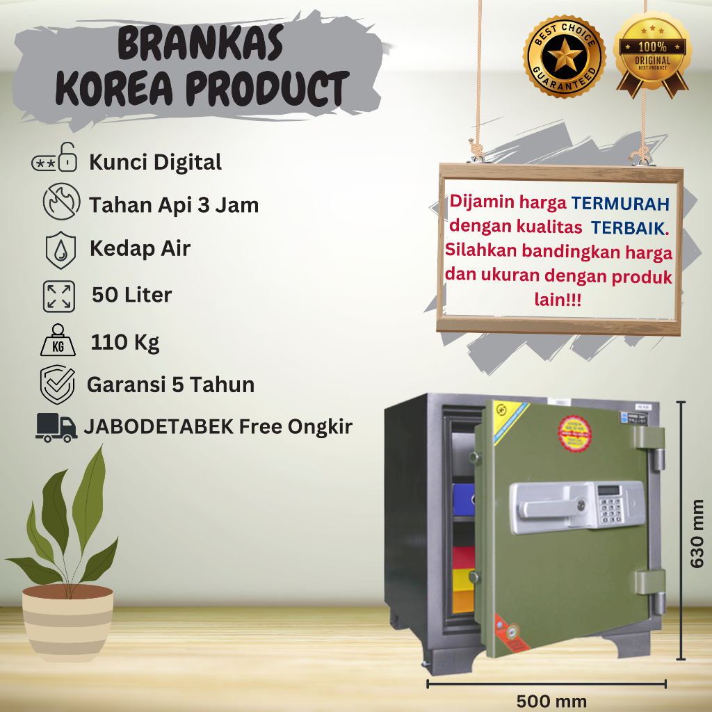 Jual Brankas Digital Korea Product (50 liter, 110kg, tahan api ...