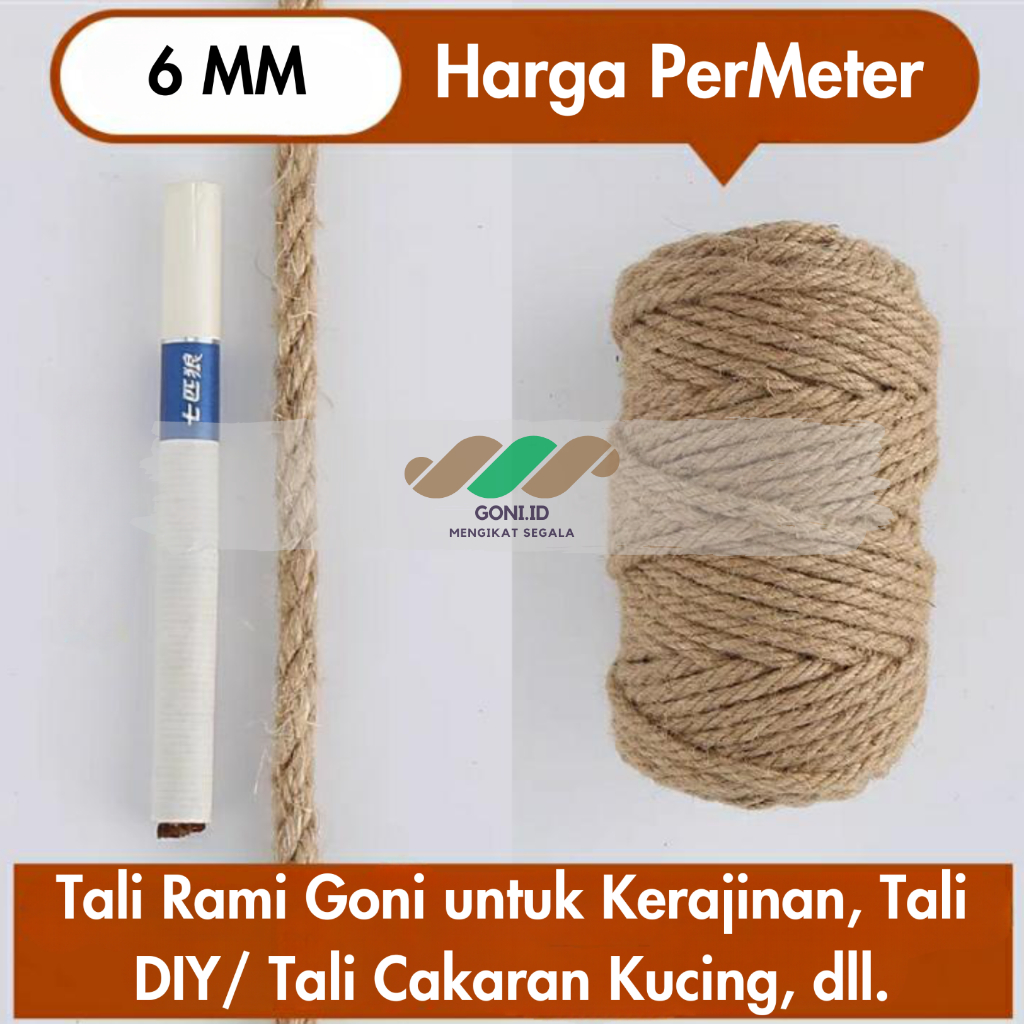 Jual Tali goni 6mm PERMETER tali rami / tali garukan kucing / Tali ...