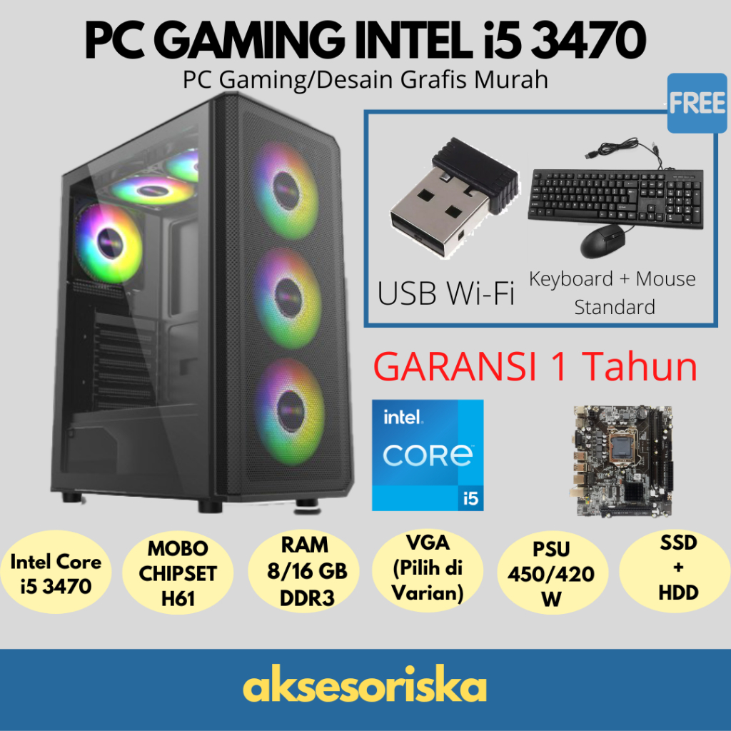 Jual PC Rakitan Komputer Untuk Gaming, Desain & Video Editing Intel Core i5 | Shopee Indonesia