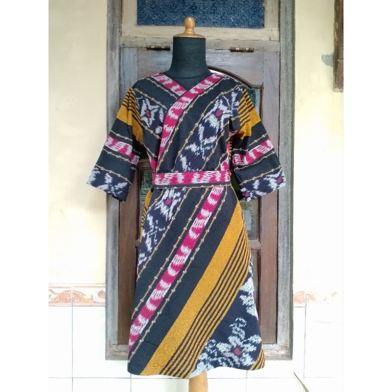 Jual Dress Tenun Ikat Etnik Motif Rote Kuning OT135 | Shopee Indonesia