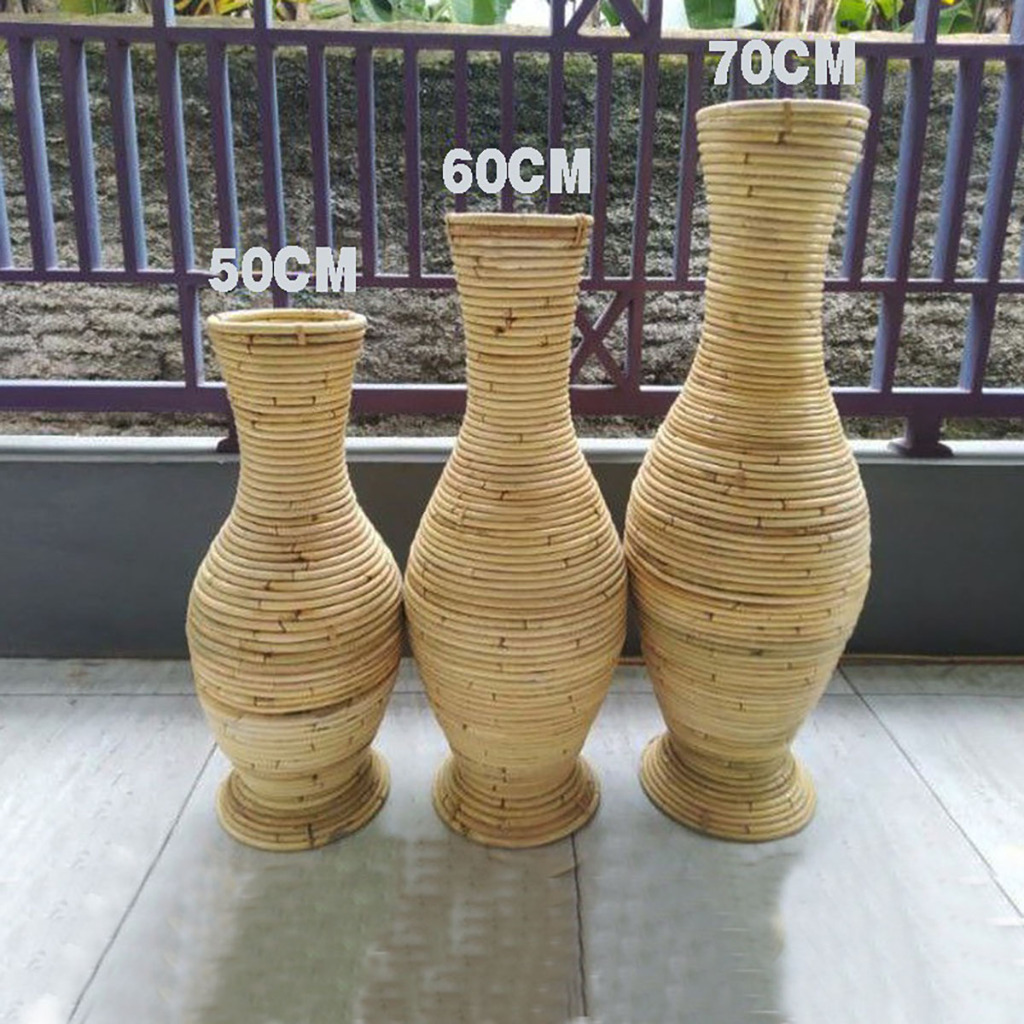Jual Guci Rotan / Vas Bunga Rotan Sudah di Vernis Ukuran 30 50 cm ...