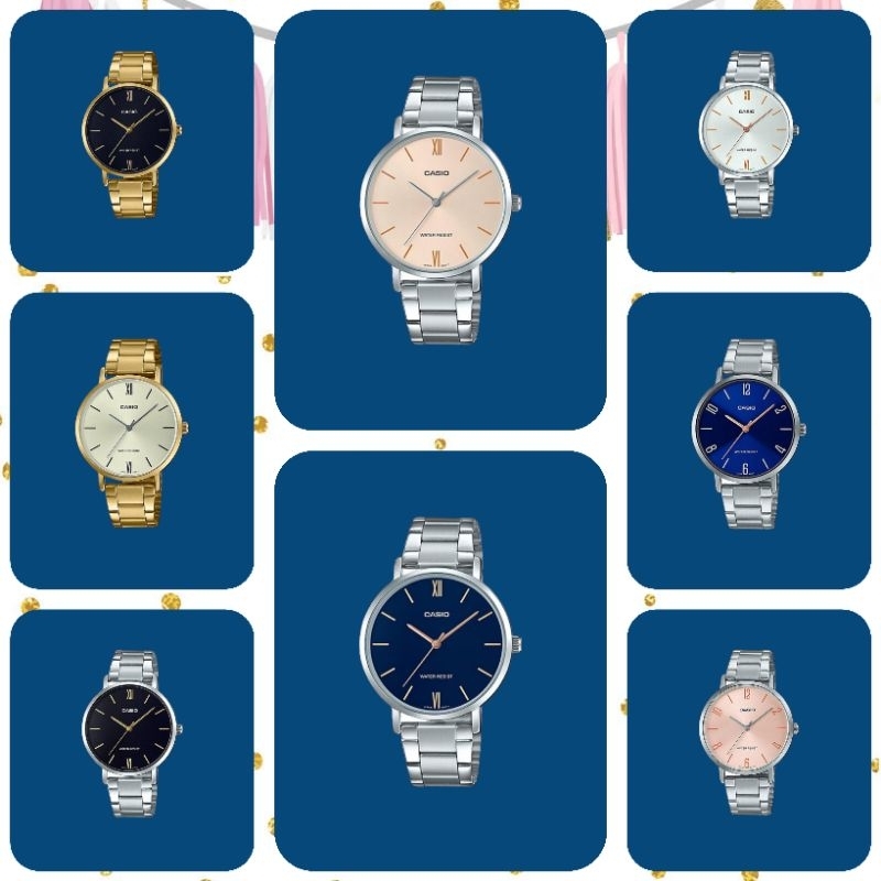 Jual Jam Tangan Wanita Casio LTP-VT01D LTP-VT01G Tali Besi / Stainless ...