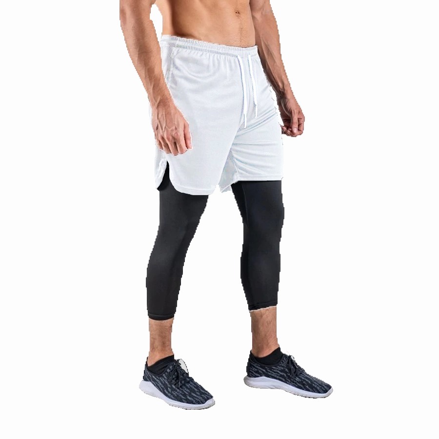 Jual Celana Lari Pria 2 in 1 Legging 3/4 Challenger Running Shorts Gym ...
