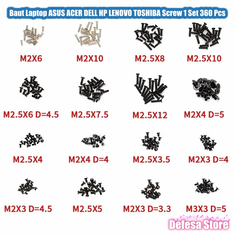 Jual Baut Laptop Universal Screw 1 Set 320 Pcs | Shopee Indonesia