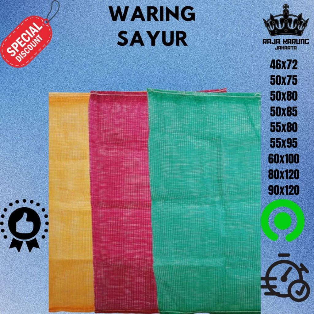 Jual Waring Sayur 50cm X 85cm Karung Sayur Merah HIjau Kuning TOP ...