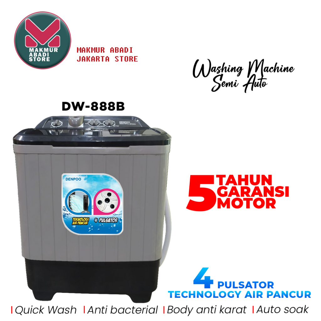 Jual MESIN CUCI 2 TABUNG DENPOO DW 888B | Shopee Indonesia